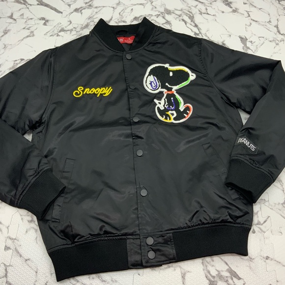 Peanuts | Jackets & Coats | Mens Snoopy Black Satin Jacket | Poshmark